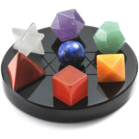 7 Chakra Crystal Platonic Solids Geometry with Natural Round | Walmart ...