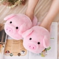 Women Winter Cute Pink Pig Animal Cartoon Plush Slippers Non-Slip Furry ...