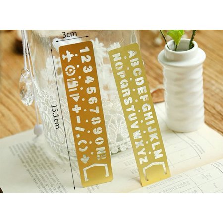 2 Piece Set Brass English alphabets Stencils and Arabic Numerals ...