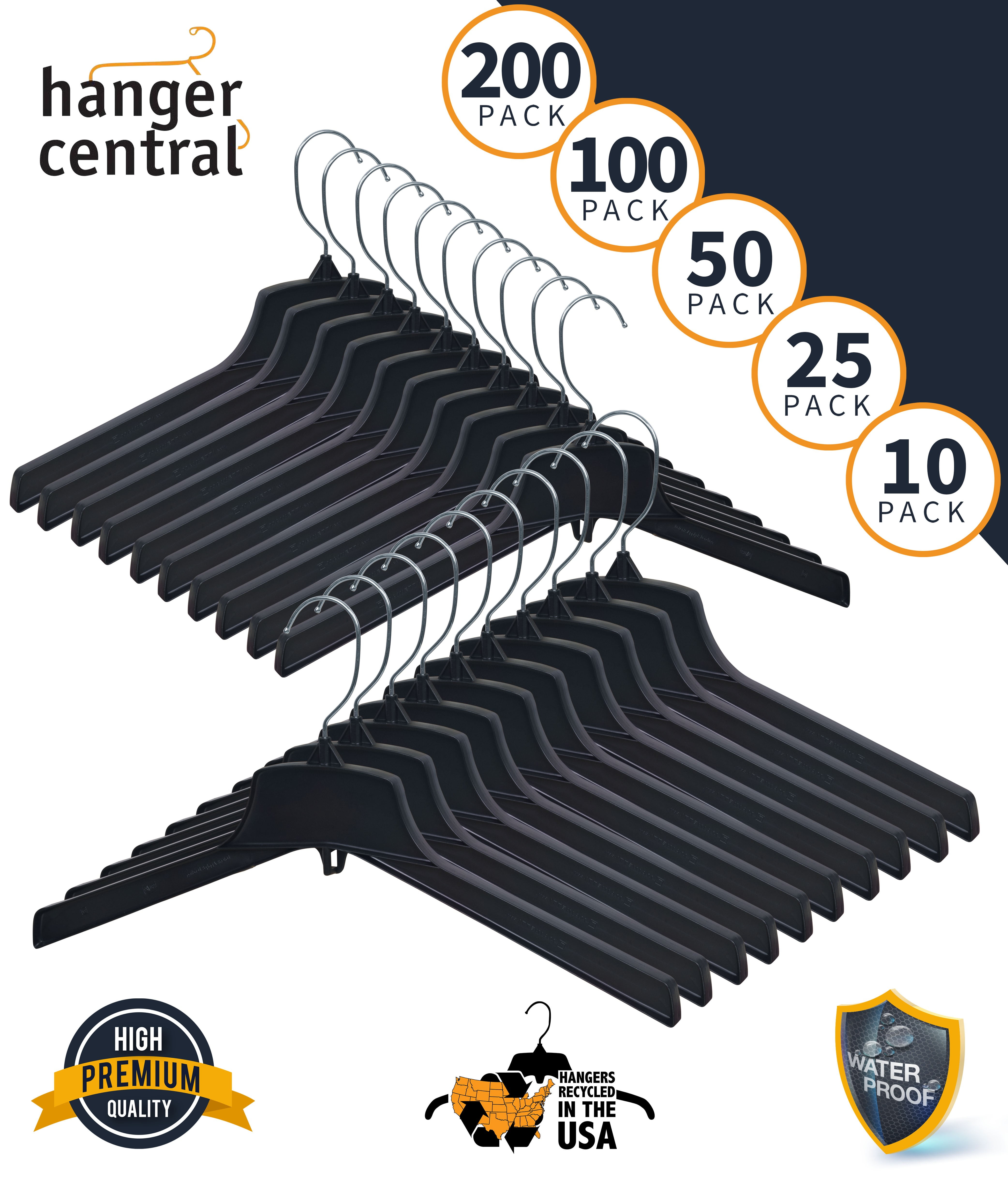 Hanger Central Recycled Black Heavy Duty Plastic Outerwear Coat Jacket ...