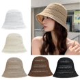 Breathable Cotton Knit Bucket Hat Open Weave Design Travel Sun ...