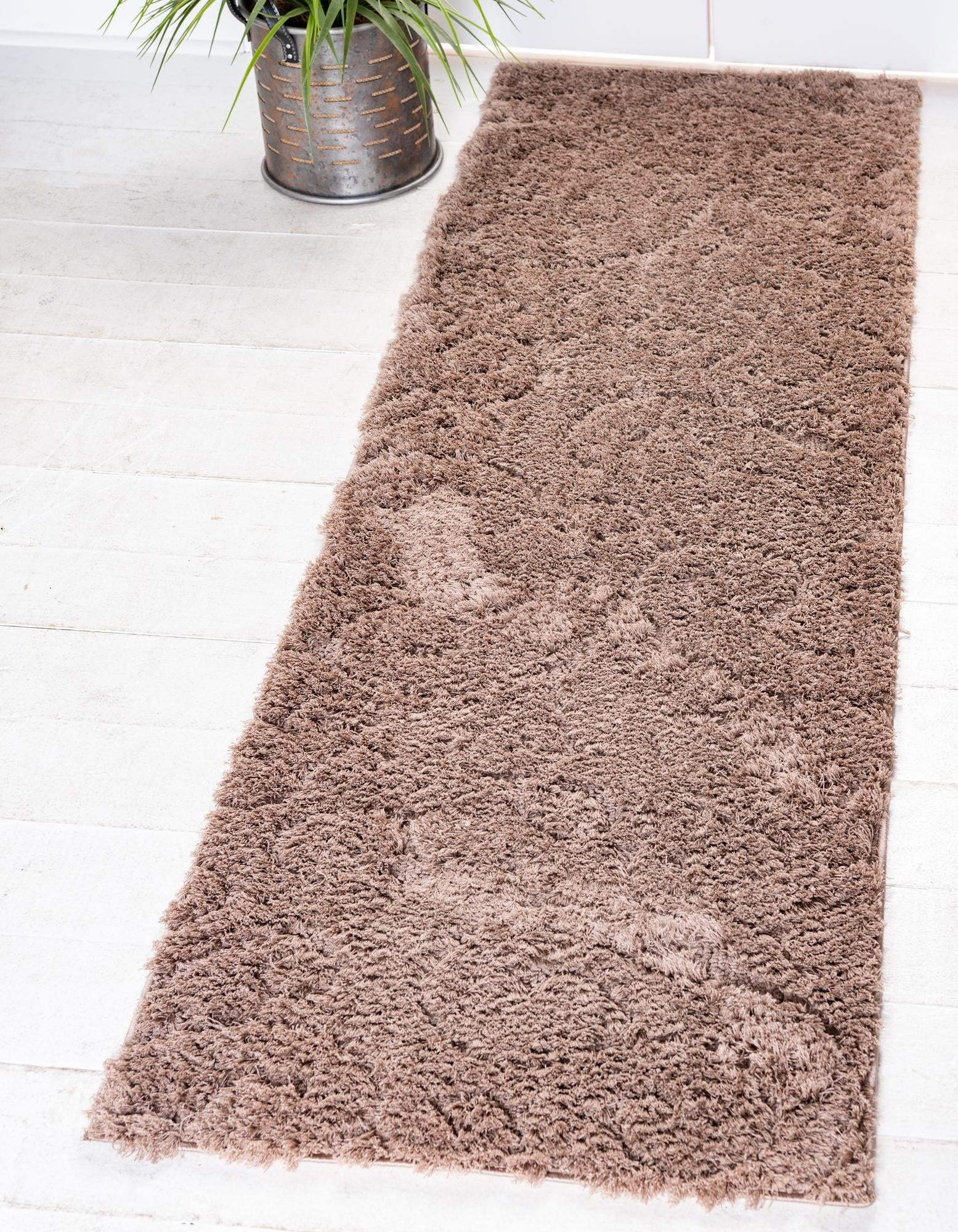 Rugs.com Botanical Shag Collection Rug – 10 Ft Runner Brown Shag Rug ...