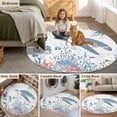 Coastal Turtle Round Area Rugs Collection 8', Summer Beach Nautical ...