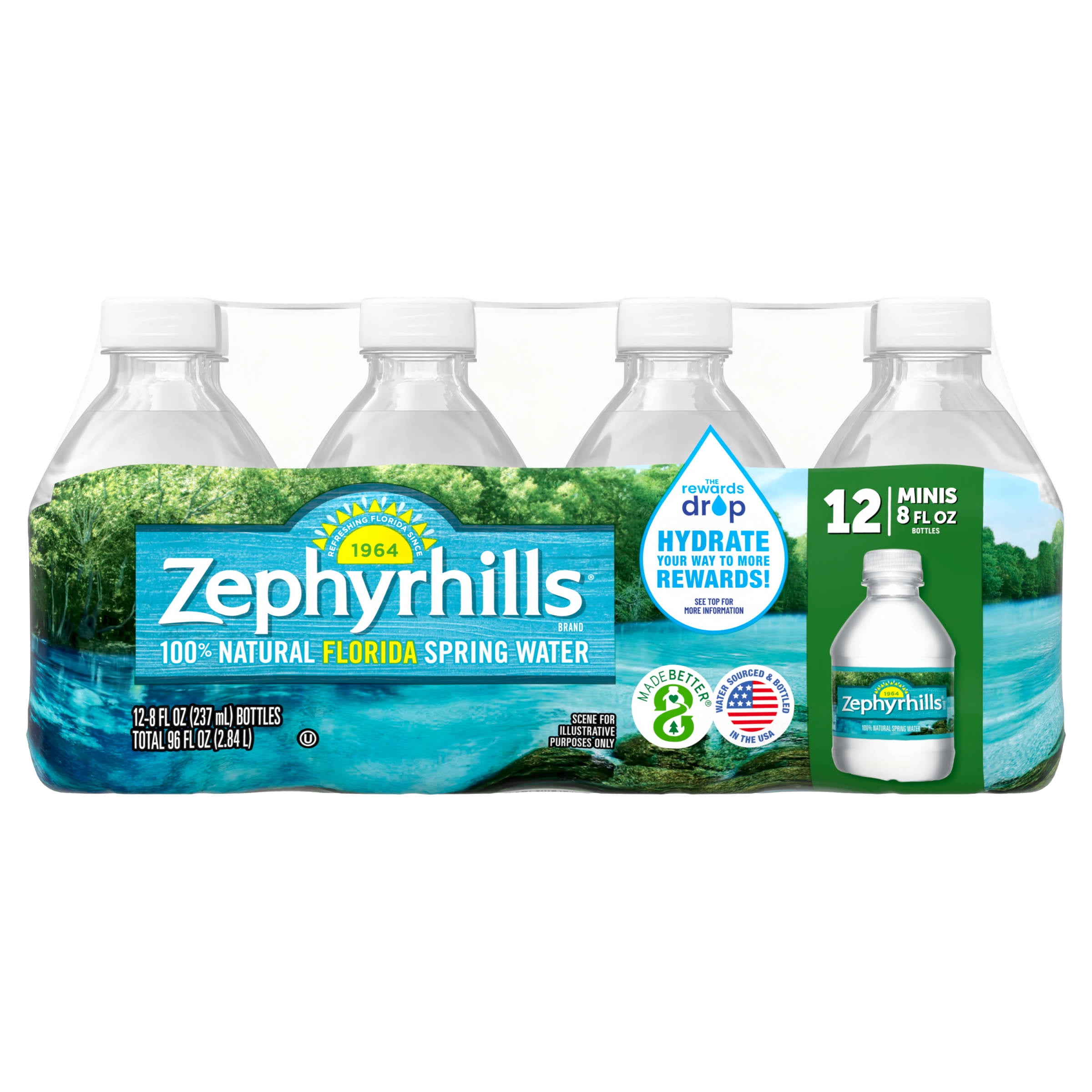Zephyrhills Brand 100% Natural Spring Water, 8-ounce mini plastic ...