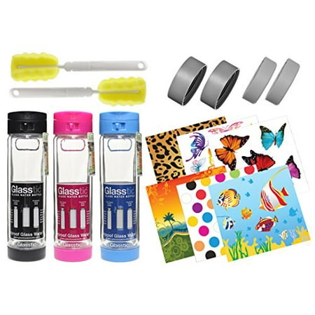 Glasstic Shatterproof Glass Water Bottle - 16oz - Double Wall - Flip ...
