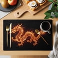 Dragons Flames Cotton Linen Placemats Set of 6, Orange Dragon Abstract ...