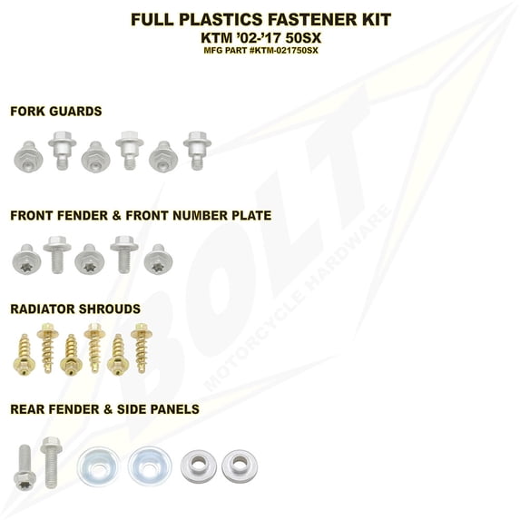 Bolt Full Plastics Fastener Kit For KTM 50 SX Factory Edition 2021-2023 ...