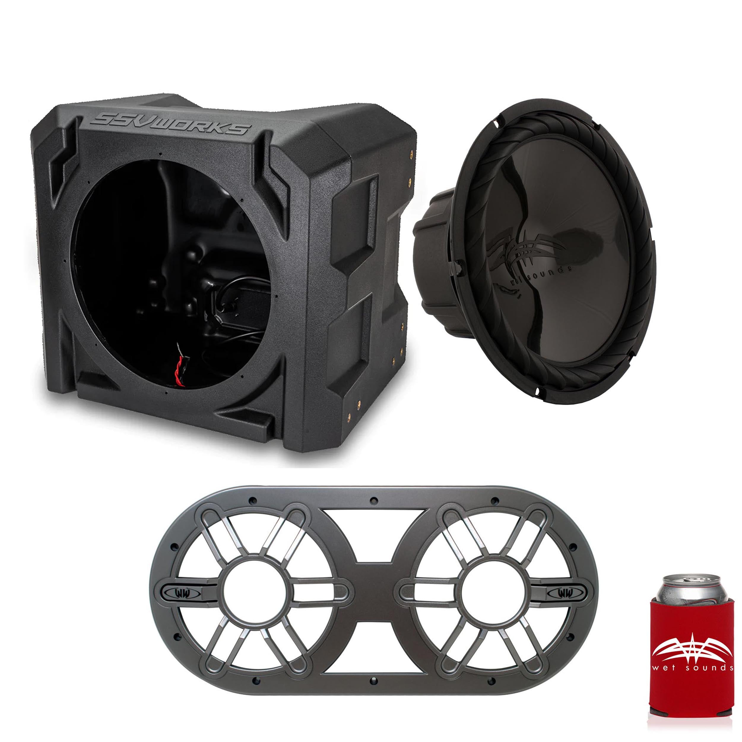 Wet Sounds SS-10BS4 Black 10" Single 4 Ohm Marine Subwoofer with Ported ...