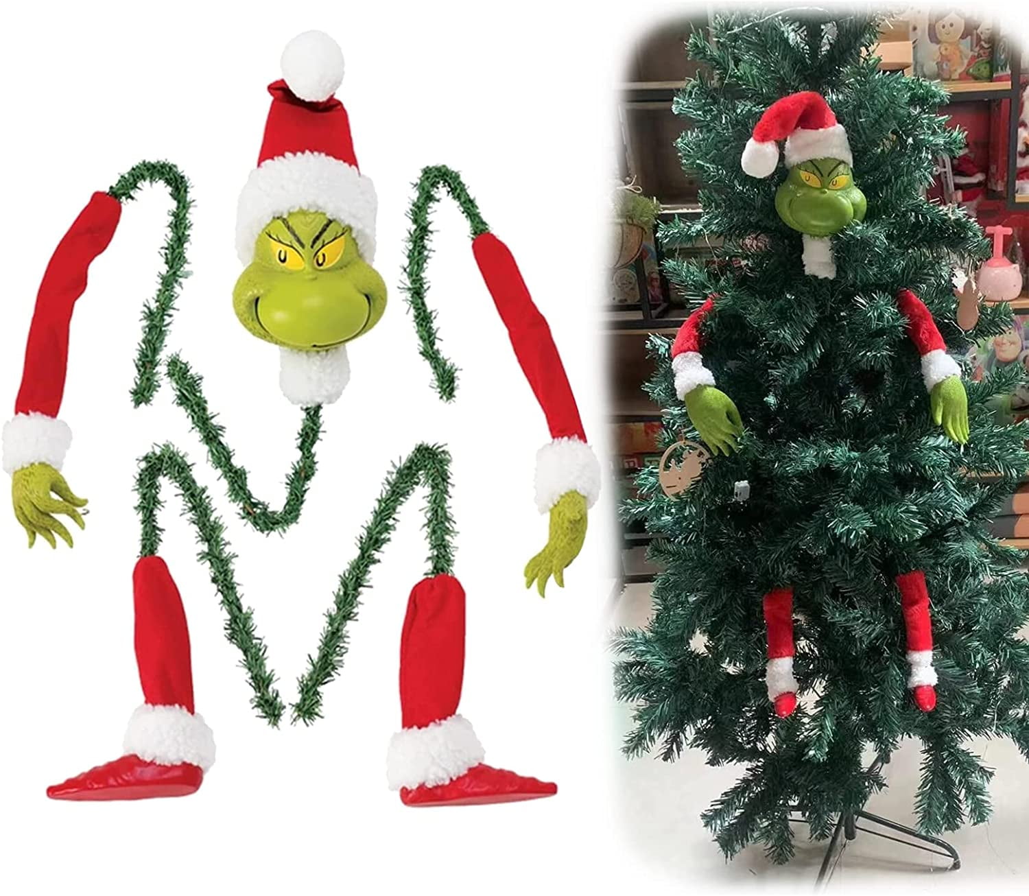 5PCS Grinch Christmas Tree Decoration, Elf Head, Arms and Legs for ...