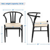 Yaheetech Set of 2 Modern Weave Arm Chairs, Solid Metal Frame, Black ...