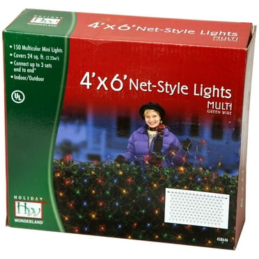 4' x 6' Multi-Color Mini Net Style Christmas Lights - Green Wire ...