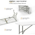 VINGLI 8ft Large Rectangle Foldable Plastic Table, Portable for Indoor ...