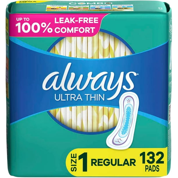Always Ultra Thin Pads for Women, Size 1 Regular Absorbency Without ...