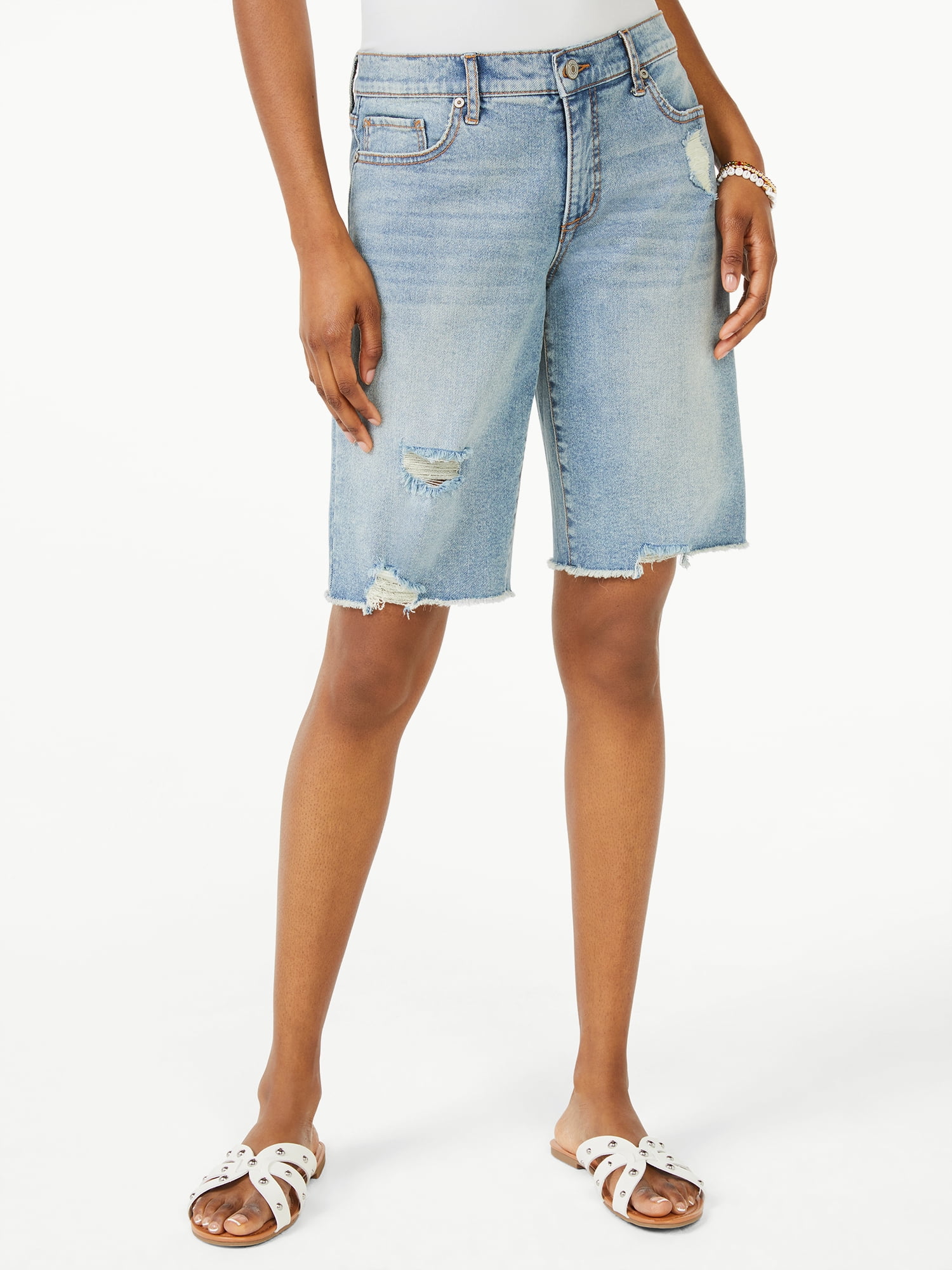 Scoop Women's Bermuda Denim Shorts - Walmart.com