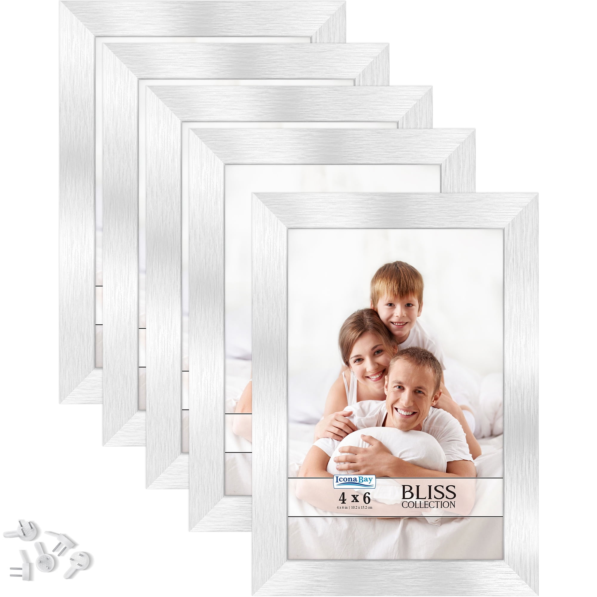 Icona Bay 4x6 Silver Picture Frames, 5 Pack, Bliss Tabletop Frames ...