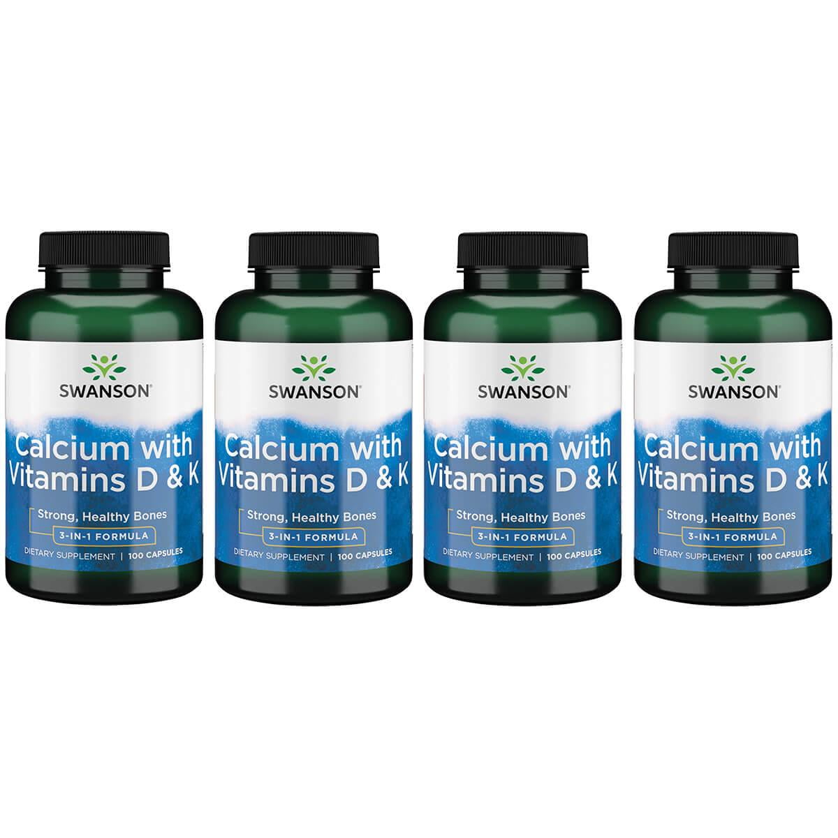 Swanson Calcium with Vitamins D & K - 3 in-1 Formula 100 Caps 4 Pack ...