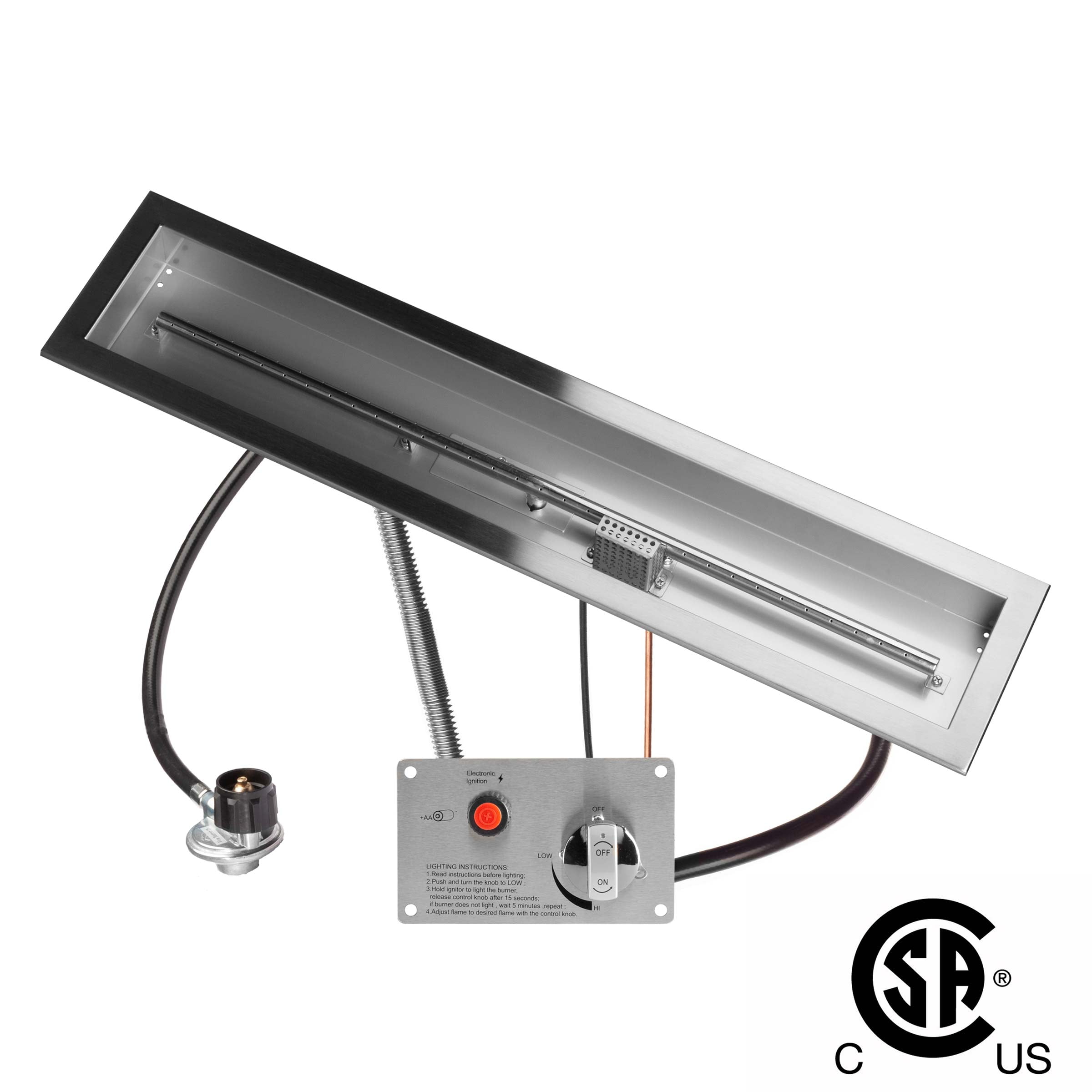 36" x 6" CSA Certified Fire Pit Burner Kit, Stainless Steel, Propane ...