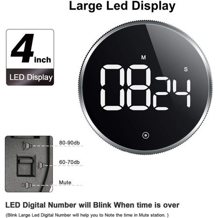 Digital Kitchen Timer, Large Magnetic LED Countdown Timer with Constant Light Function for ...