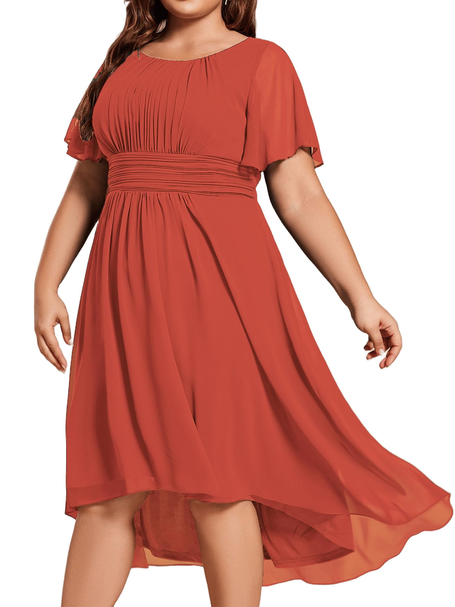 Vestido de cóctel Ever-Pretty Plus de chifón naranja quemado, talla 14 ...