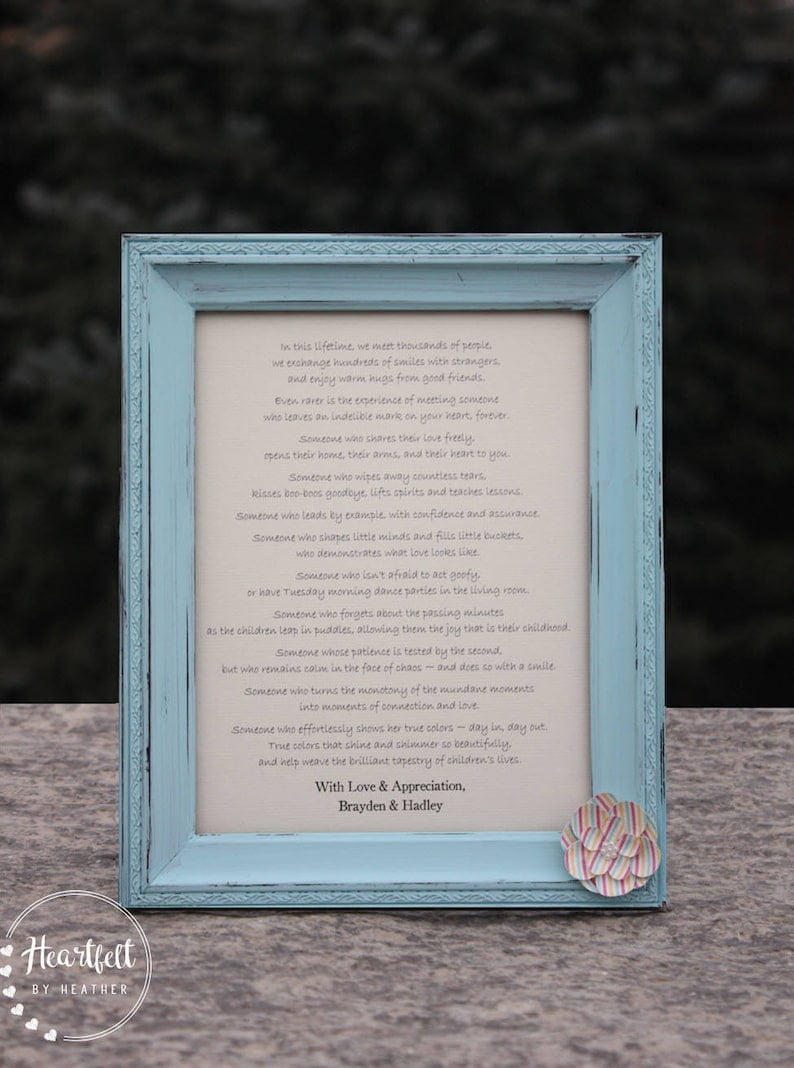 Provider Gift Custom Poetry Custom Distressed Frames Gift Teacher ...