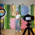 Abstract Green Pink Blue Backdrop for Photography, Modern Blurry Garden ...