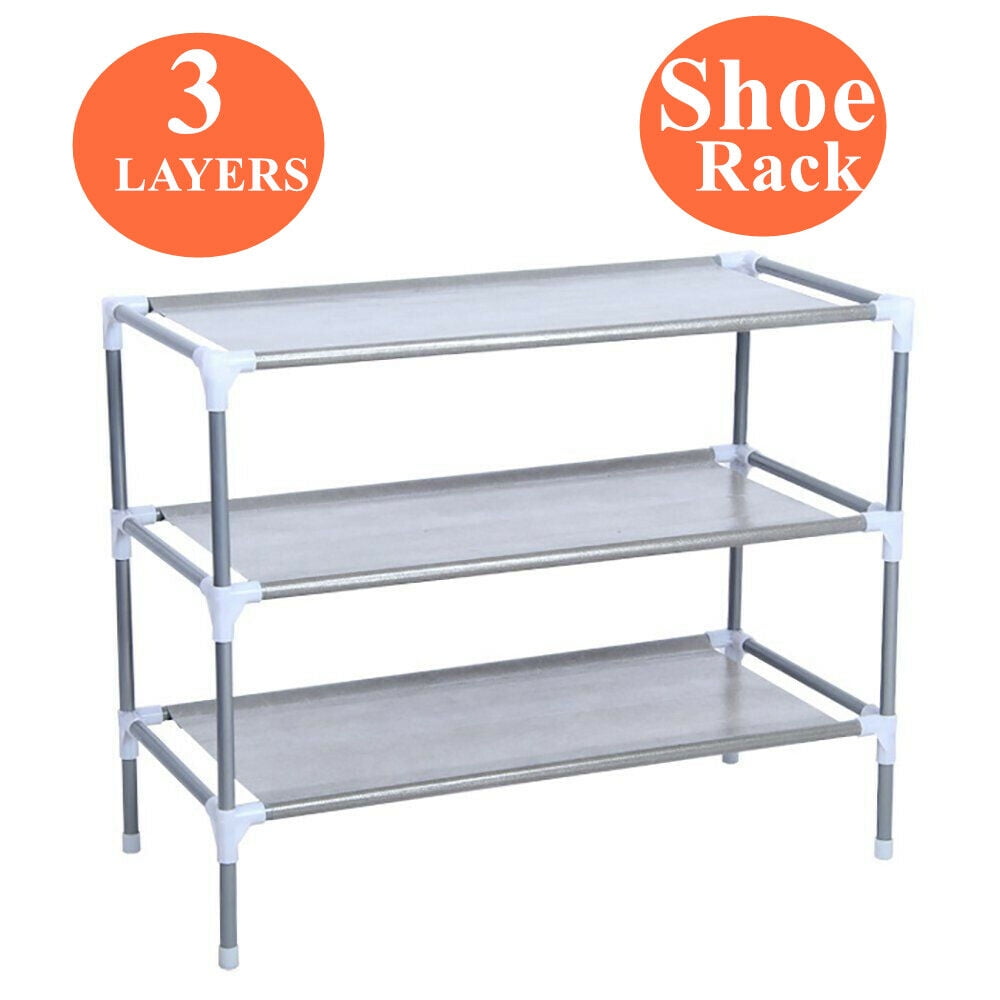 3-Tier Shoe Rack Storage Organizer Non-Woven Fabric Shoe Tower Stand ...