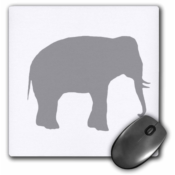 3dRose Grey elephant silhouette. Gray animal on white Modern minimalist ...