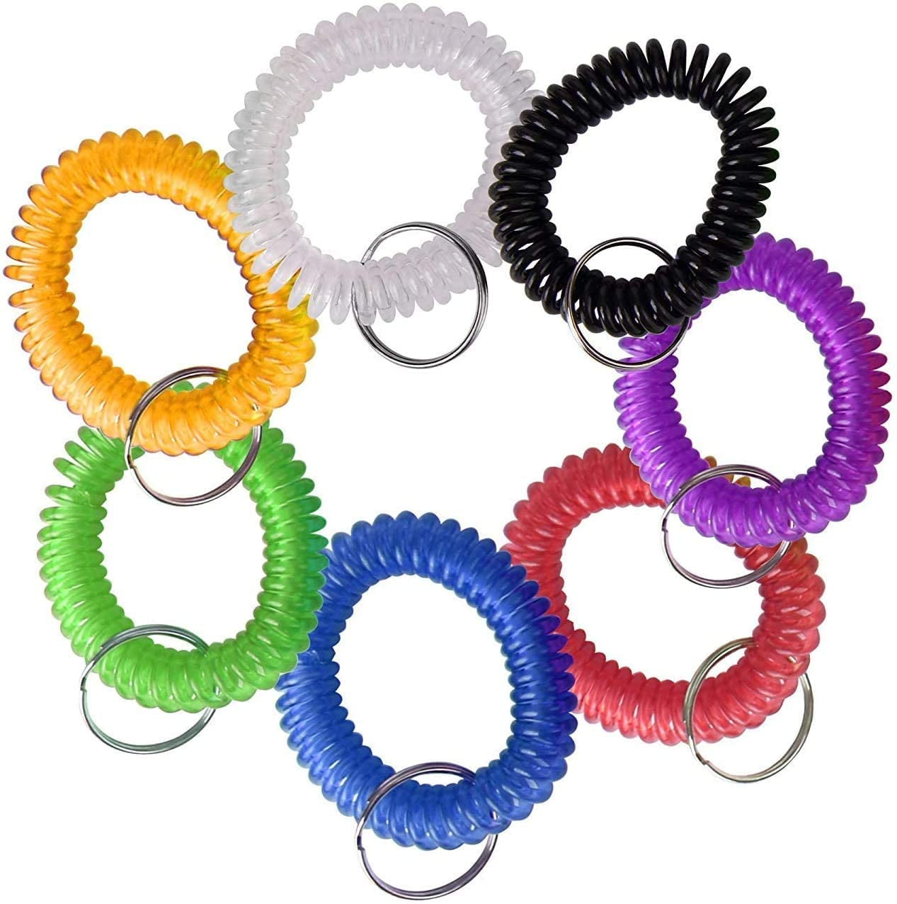 Pack of 10 Colorful Spring Spiral Wrist Coil Key Chain, Wristband Key ...