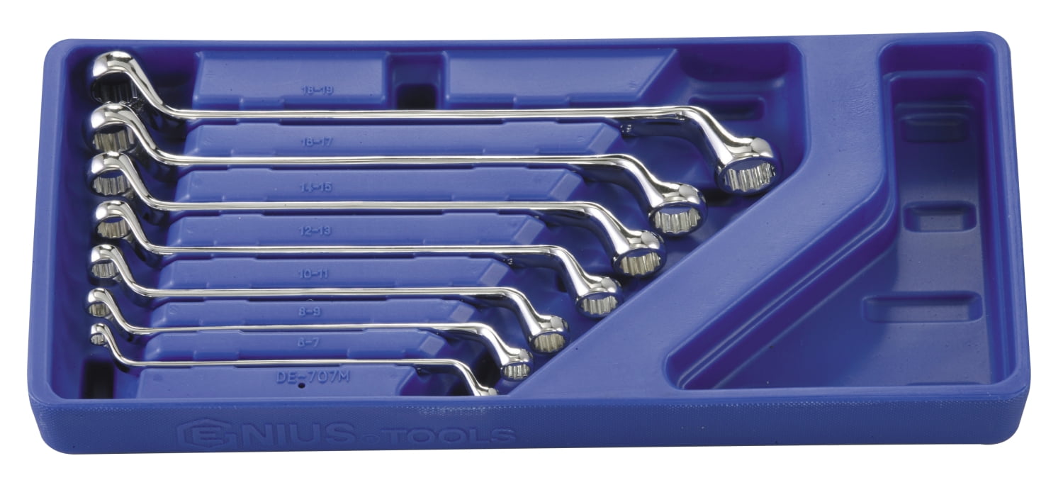 Genius Tools 7 Piece Metric Offset Box End Wrench Set (Mirror Finish ...