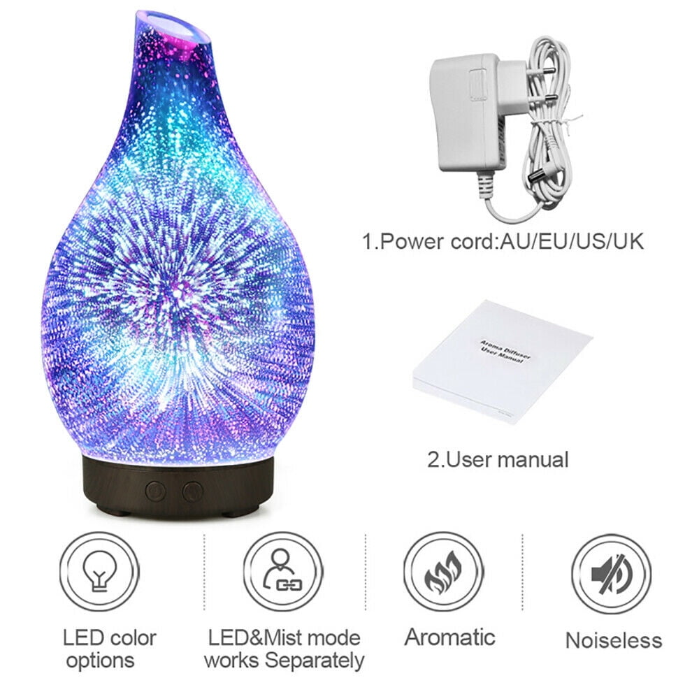 iMeshbean 3D Glass Essential Oil Diffuser Firework Colorful LED ...