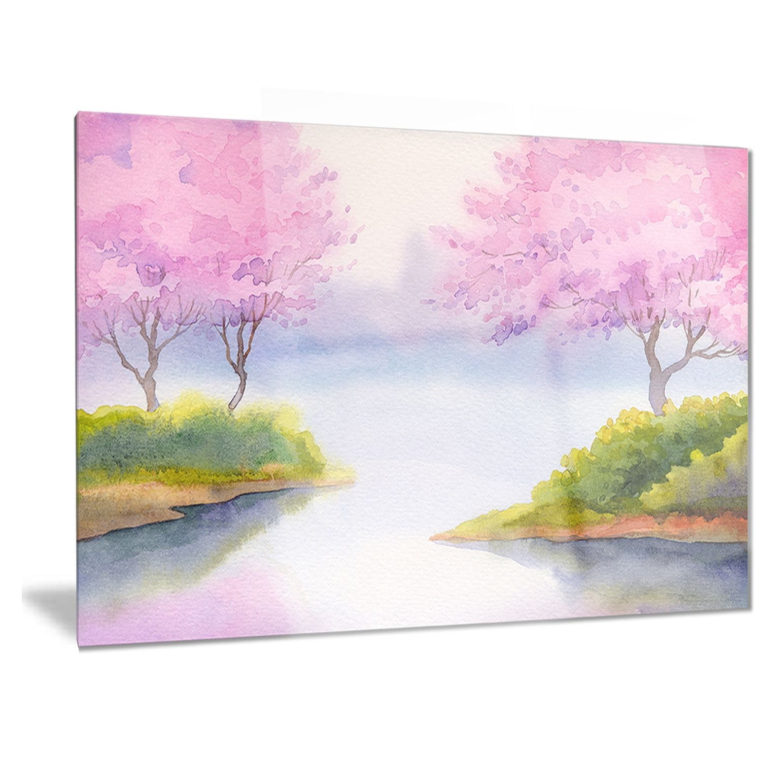 Click here for Designart Design Art Flowering Trees Over River La... prices