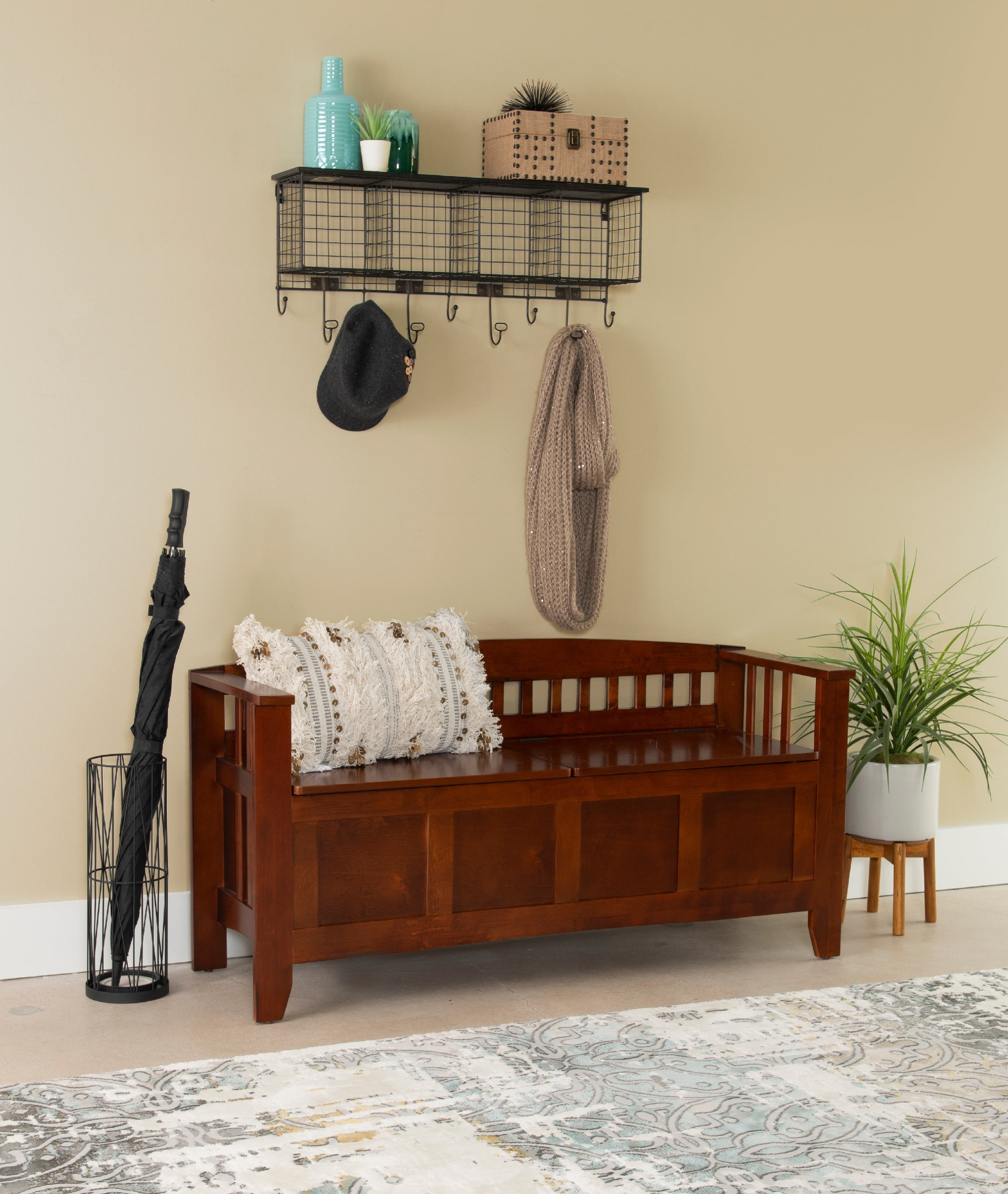 Linon Haskell Storage Bench, Walnut - Walmart.com