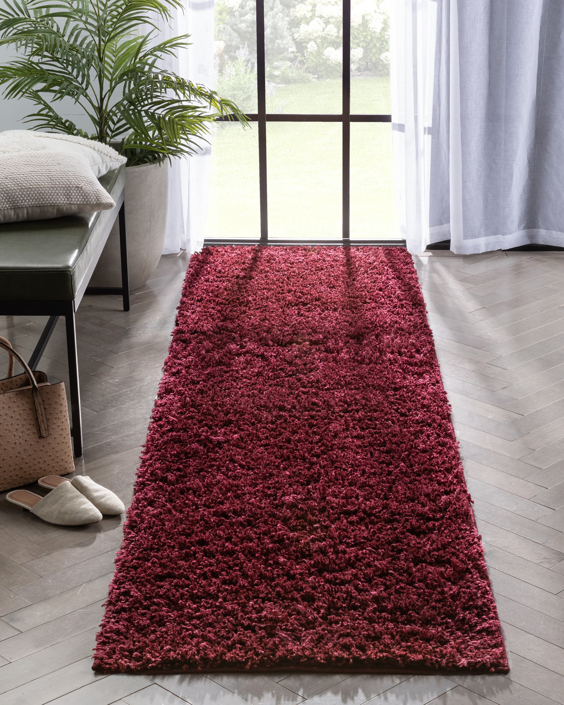 Well Woven Elle Basics | Emerson Shag Deep Red | Textured Runner Rug ...