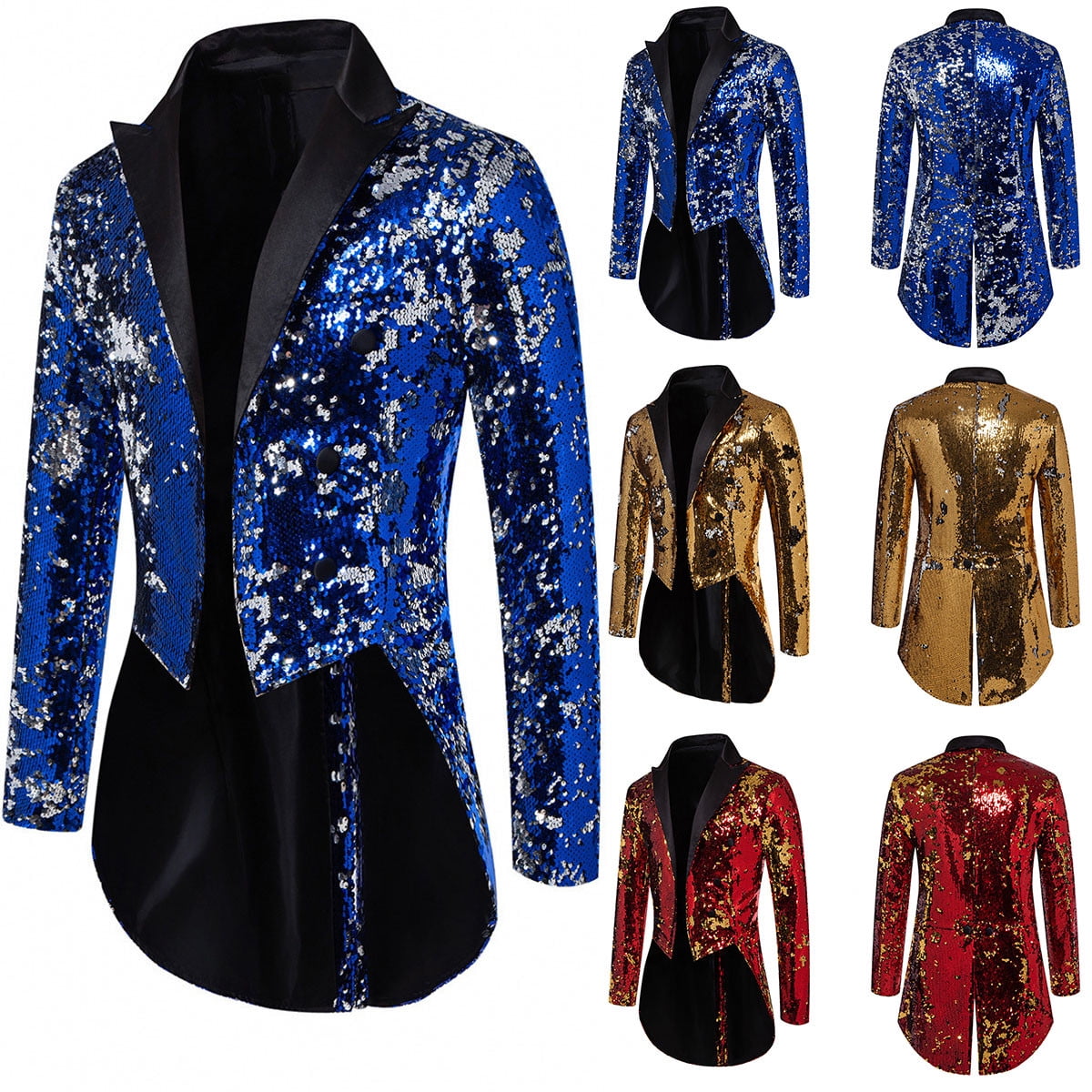 Click here for Uveasisha Mens Sequin Tuxedo Jacket Tails Slim Fit... prices