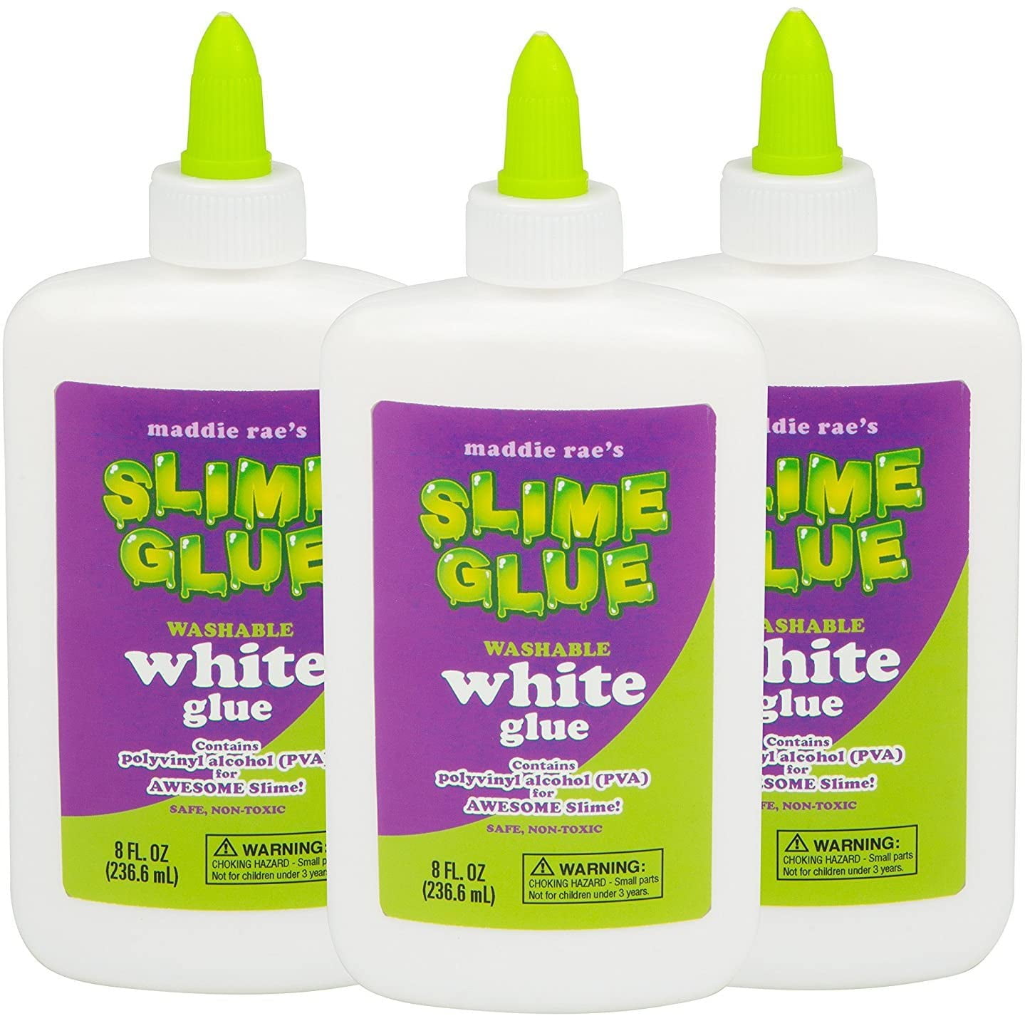 Maddie Rae's Slime Making White Glue (3 Pack - Larger 8oz Bottle ...