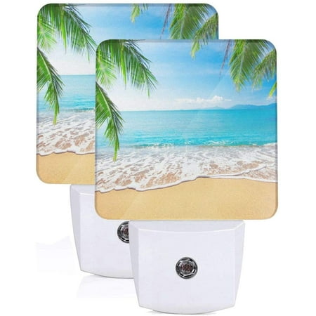 Palm and Tropical Beach LED Night Lights Plug Into Wall Blue Ocean and ...