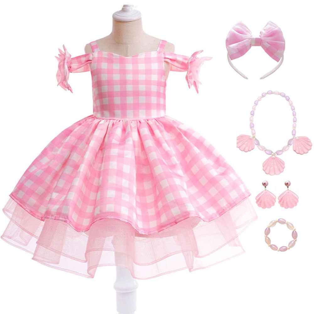 Girls Pink Costume Off Shoulder Dress Movie Halloween Party Cosplay ...