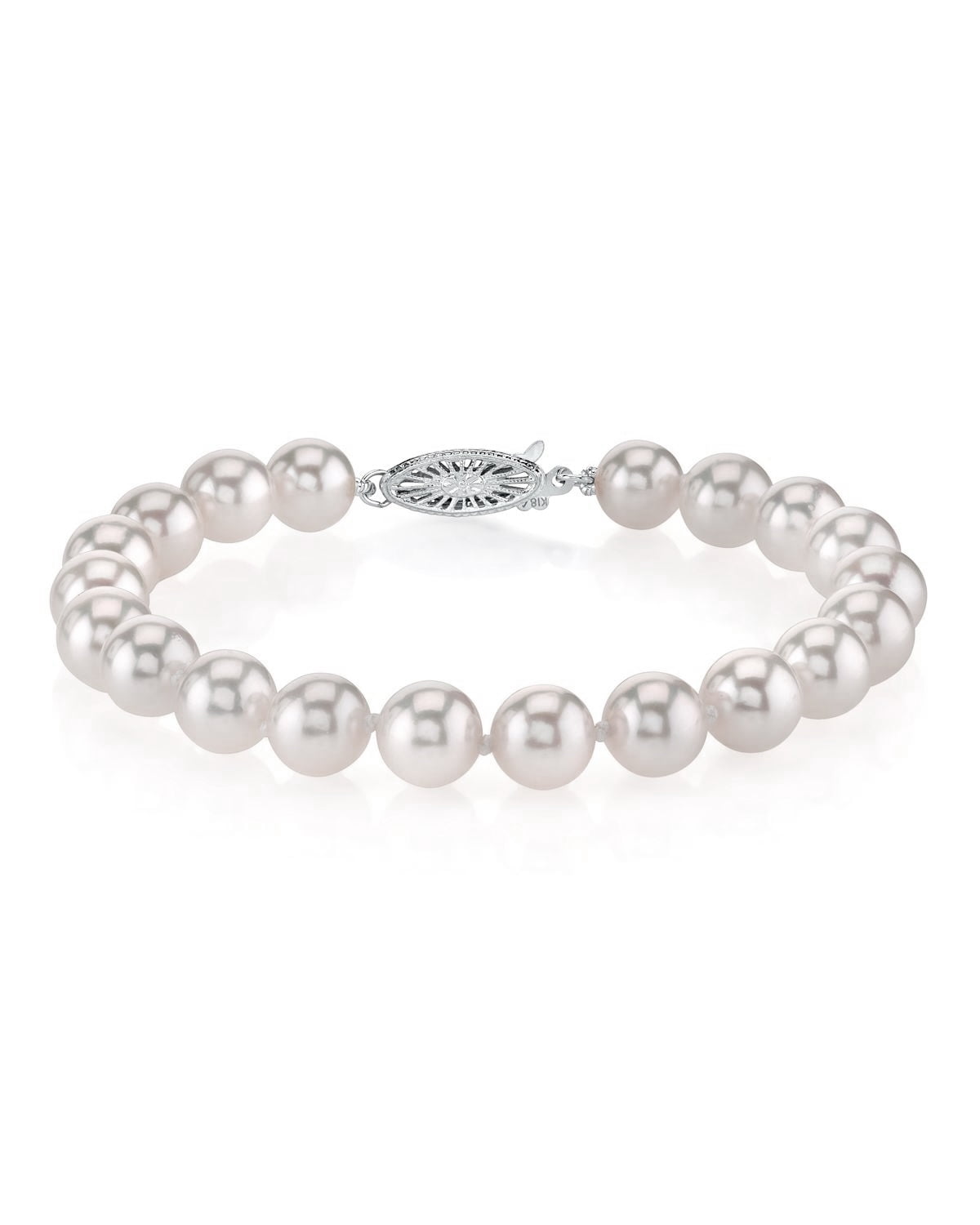 The Pearl Source - 18K Gold 6.5-7.0mm Japanese Akoya Saltwater White ...