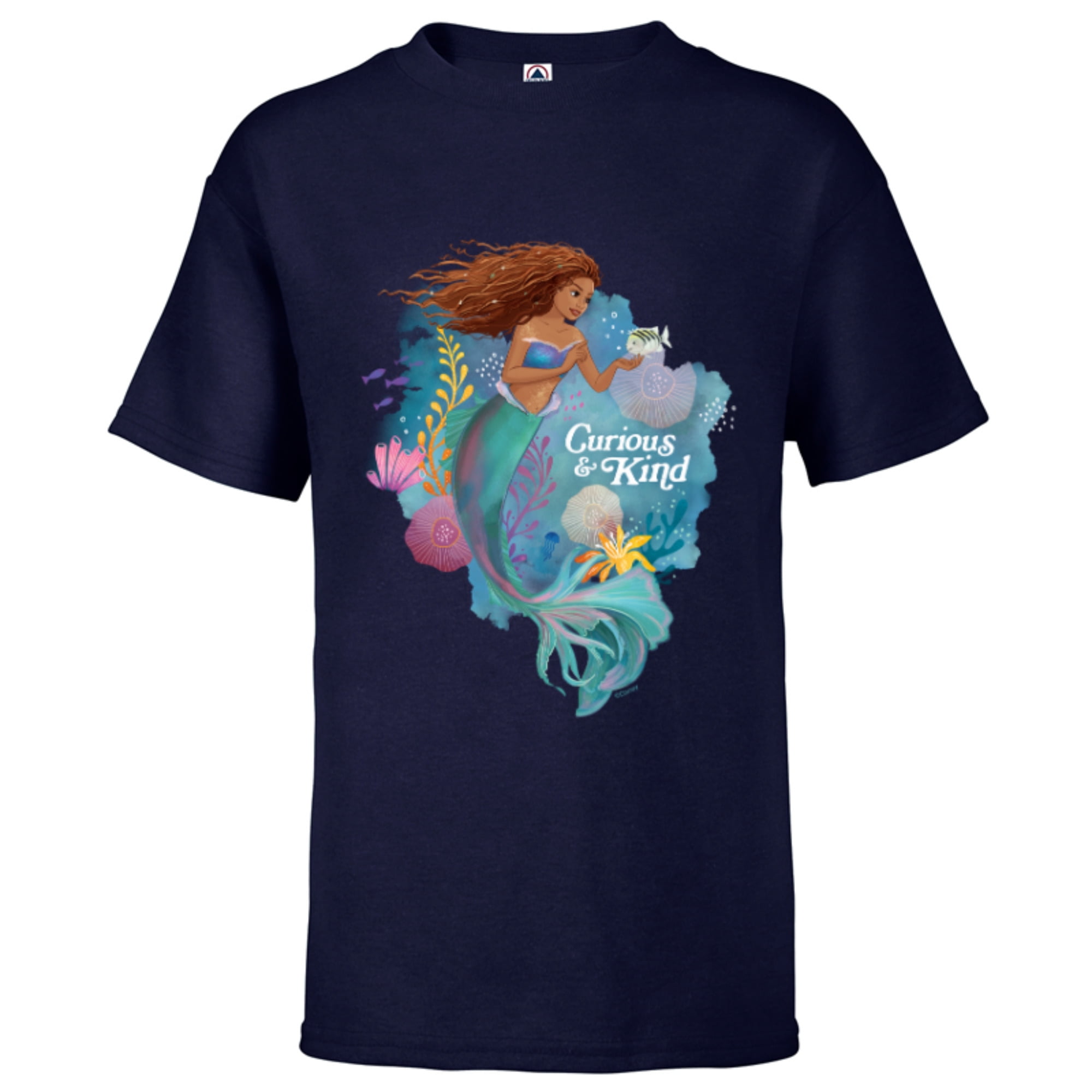 Disney The Little Mermaid Ariel Curious & Kind - Short Sleeve T-Shirt for Kids - Customized ...