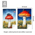 A ladybug sitting on top of a mushroom in a field of sunflowerskitchen ...