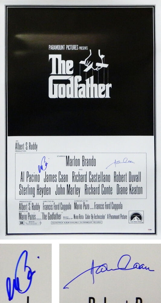 Al Pacino & James Caan Dual Signed The Godfather 24x36 Full Size Movie ...