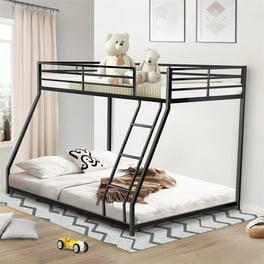 Twin Size Iron Bunk Bed Frame Twin Over Twin Metal Bunk Bed with Safety Guardrail and Built in Ladder for Kids Teens Adults Boys Girls No Box Spring Needed Not Mattress Included Black Walmart