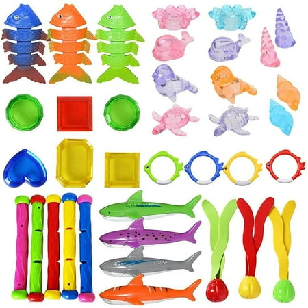 Bmatwk Diving Toys, 37 Pieces Underwater Pool Toy Set Swimming Pool Toy ...