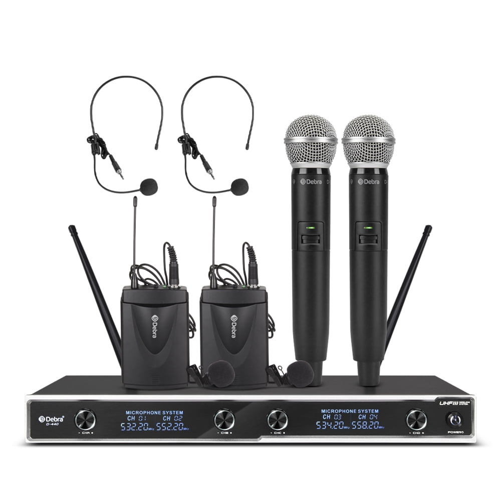D Debra Audio D-440 UHF 4-Channel Wireless Microphone System with 4 ...