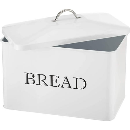 Retro Bread Boxes Large Metal Home Storage Bread Box With Lid, For Breads Bagels Chips Dry Food ...