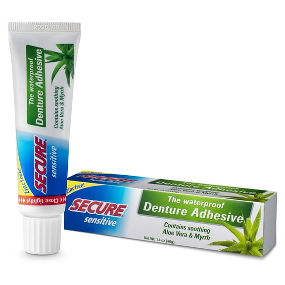 Secure Denture Adhesive, Waterproof & Unflavored, 12HR Holding Power ...