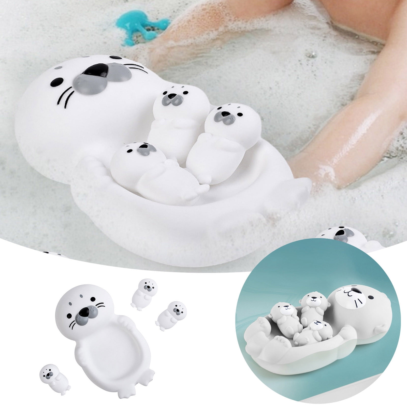 Vivavault Universal Water Play Toy Set With Stackable Seal Family For Kids Bathtub And Pool Floating Games 19x11x6.7cm