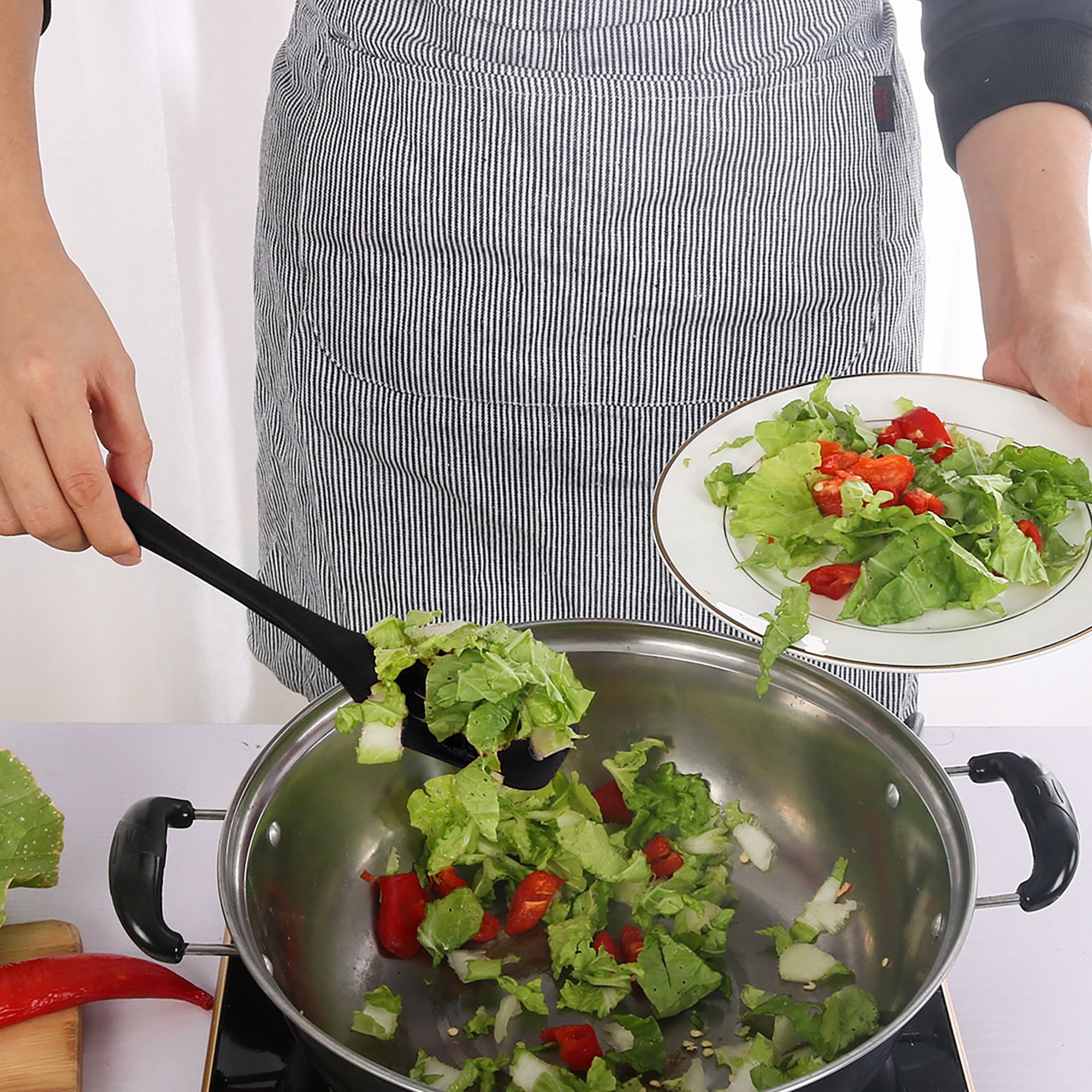 Kitchen Cooking Silicone Slotted Turner Spatula Heat Resistant Scraping ...