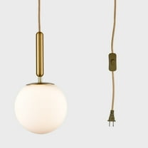 Amelia 1-Light Matte White Plug-in Pendant Lighting with White Glass ...