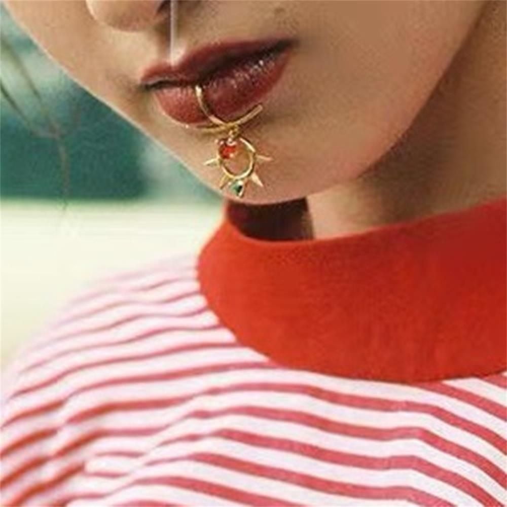 Party Accessories Silver Color Zirconia Gold Color Non-piercing Lip ...